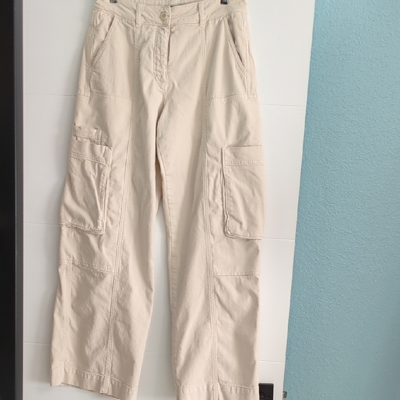 ME+EM | Pants & Jumpsuits | Meem Cream Cargo Wide Leg Utility Pants Sz ...